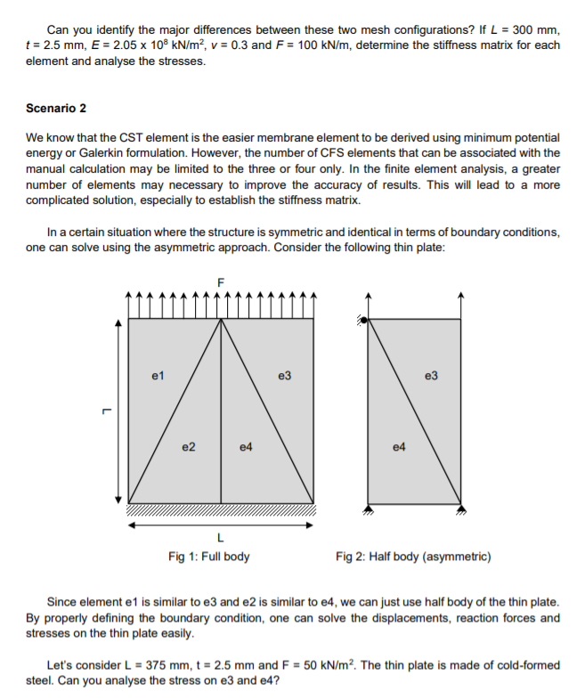 CASE STUDY 2 Scenario 1 In the finite element | Chegg.com