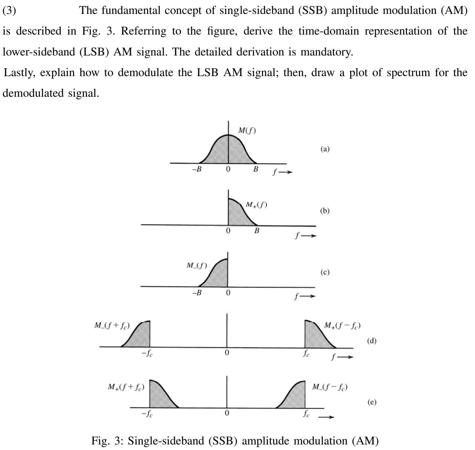 Solved (3) The fundamental concept of single-sideband (SSB) | Chegg.com