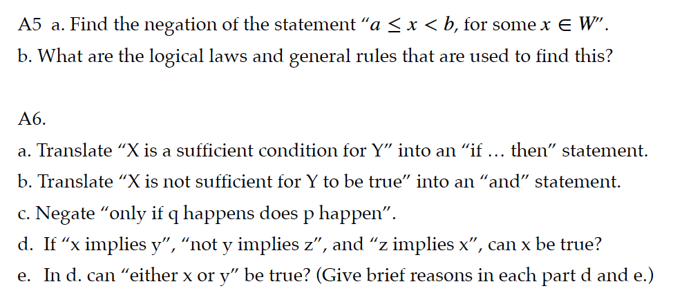 Solved A5 a. Find the negation of the statement “a