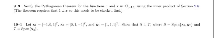 Solved 9-3 Verify the Pythagorean theorem for the functions | Chegg.com