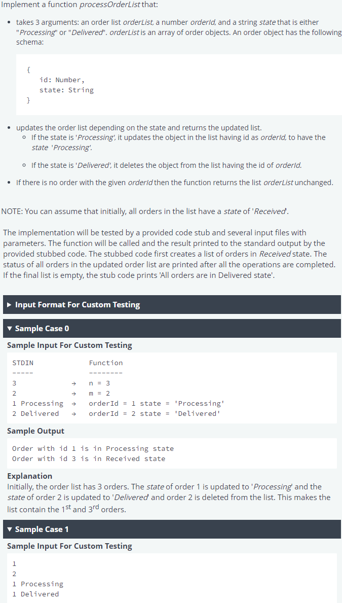 Solved Implement a function processOrderList that: - takes 3 | Chegg.com