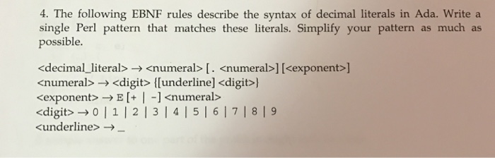 Solved The following EBNF rules describe the syntax of | Chegg.com