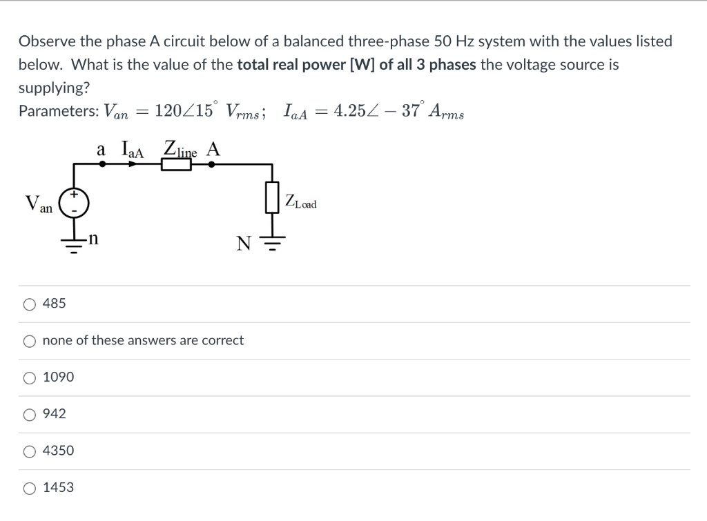 Solved Observe the phase A circuit below of a balanced | Chegg.com