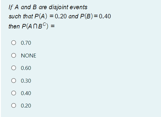 Solved If A and B are disjoint events such that P(A) = 0.20 | Chegg.com