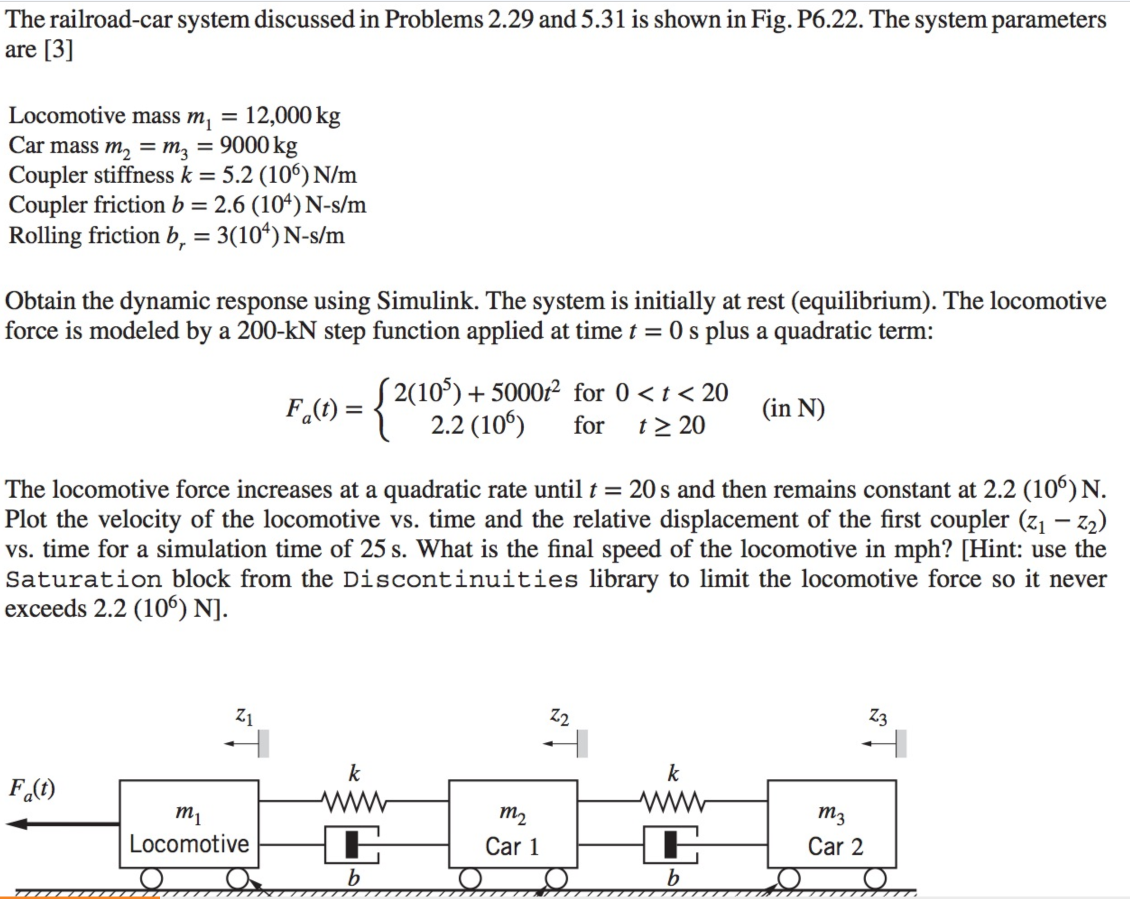 The railroad-car system discussed in Problems 2.29 | Chegg.com