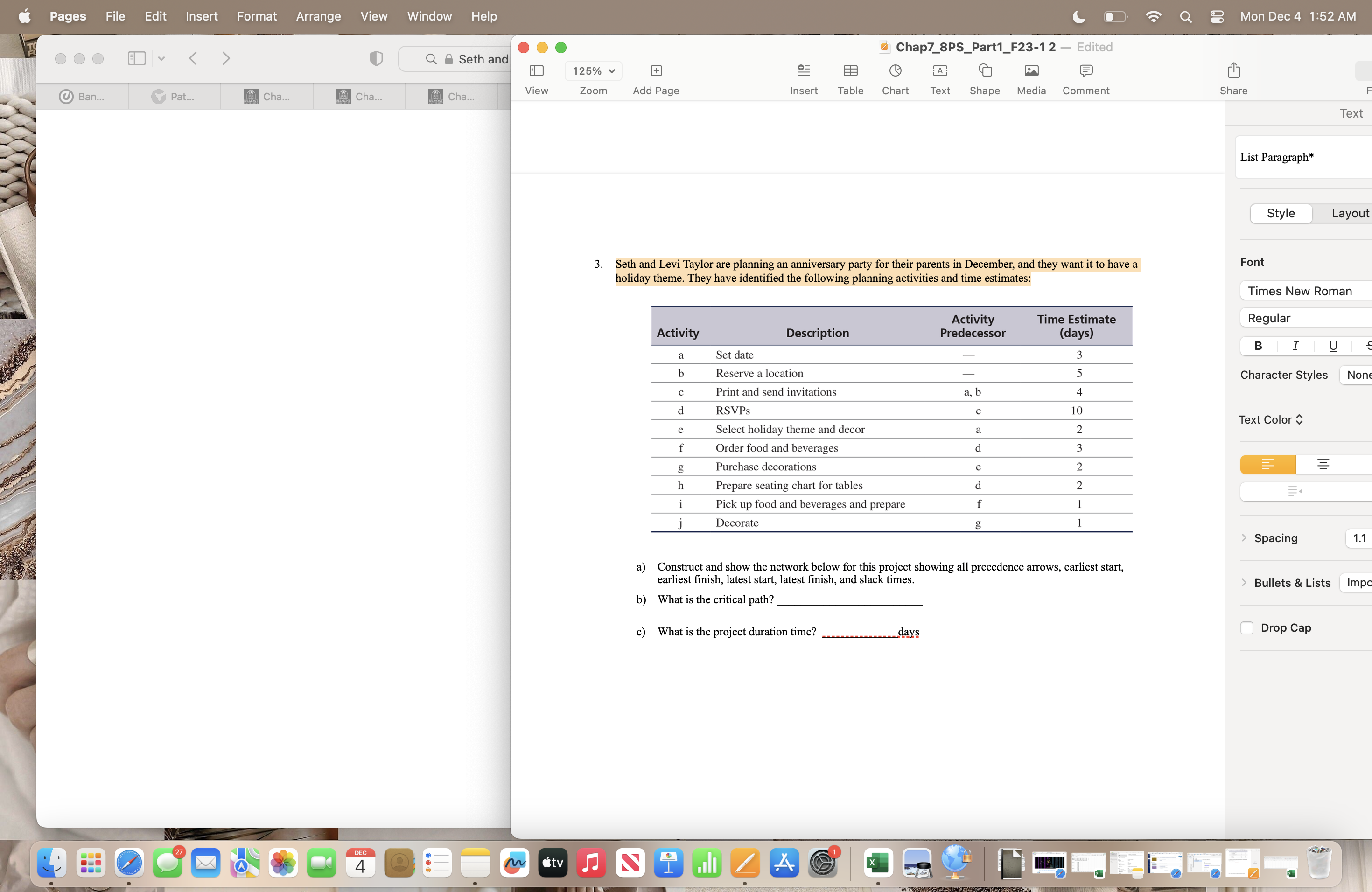 Solved Seth and Levi Taylor are planning an anniversary | Chegg.com