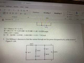 Use Millman’s theorem to find the current through and | Chegg.com