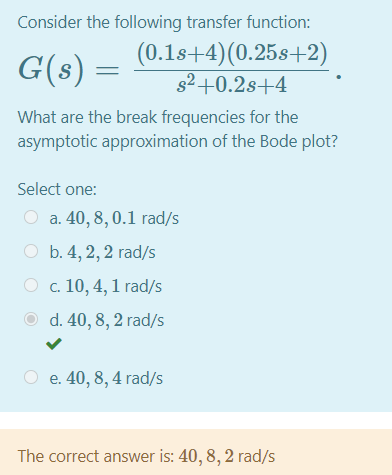 Solved Consider the following transfer function: | Chegg.com