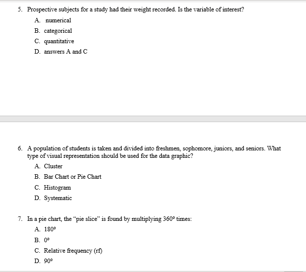 Solved 1. A Bar chart is used to graphically display what | Chegg.com