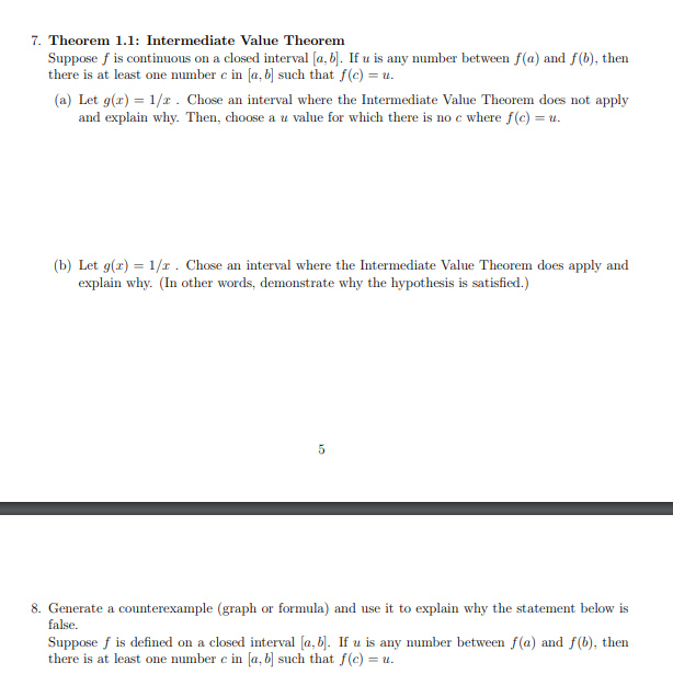 Solved 7. Theorem 1.1: Intermediate Value Theorem Suppose f | Chegg.com