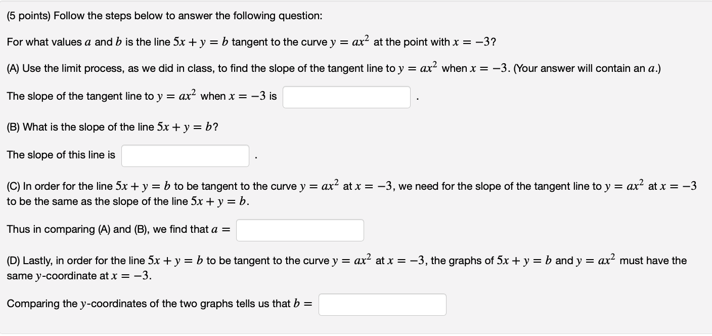 Solved (5 points) Follow the steps below to answer the | Chegg.com
