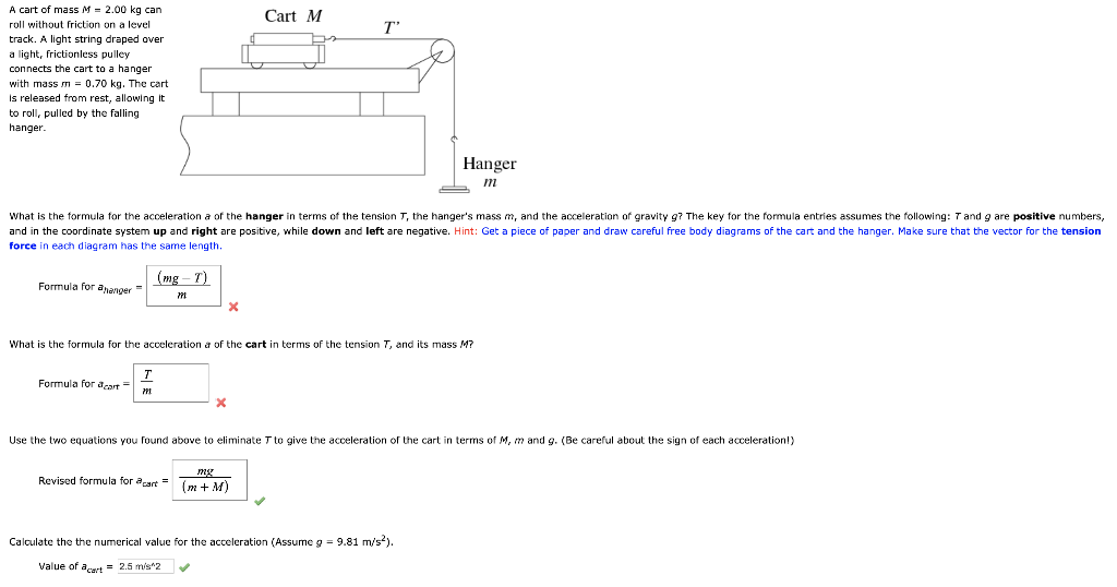 Solved Cart M A cart of mass M = 2.00 kg can roll without | Chegg.com