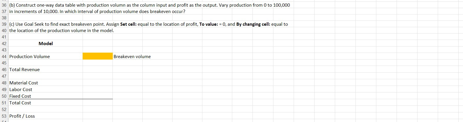 Solved B Construct One Way Data Table With Production 