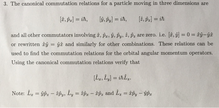 Solved 3. The canonical commutation relations for a particle | Chegg.com