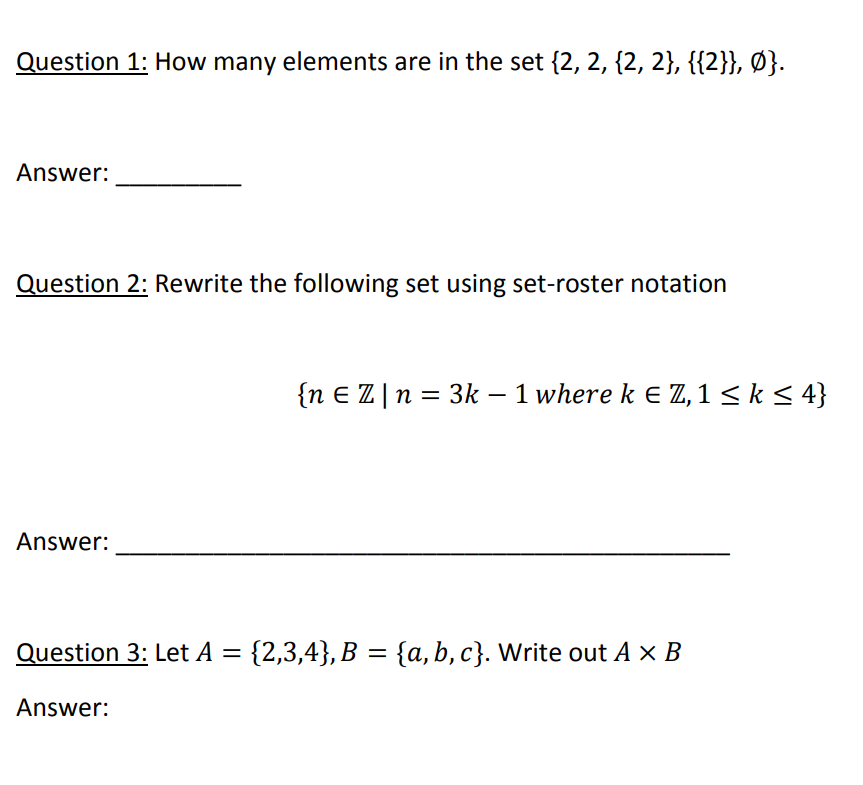 Solved How many elements are in the set {2, 2, {2, 2}, | Chegg.com