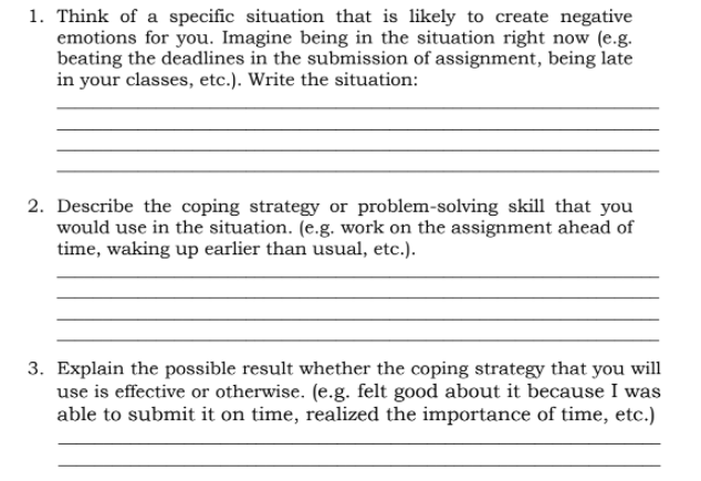 Solved 1. Think of a specific situation that is likely to | Chegg.com