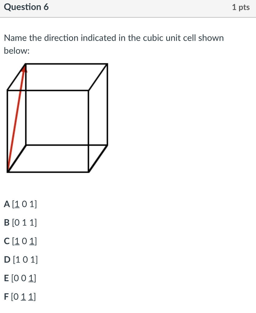 Solved Name the direction indicated in the unit cell shown | Chegg.com