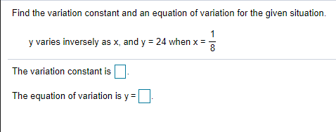 Solved Find the variation constant and an equation of | Chegg.com