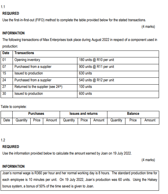 Solved 1.1 REQUIRED Use the first-in-first-out (FIFO) method | Chegg.com