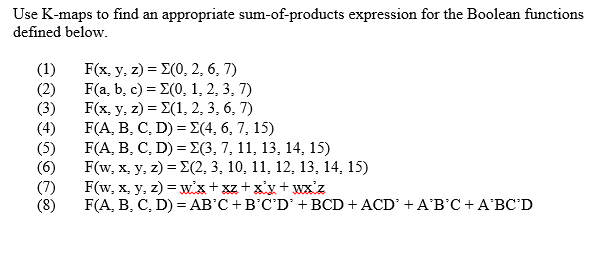 Solved Use K-maps to find an appropriate sum-of-products | Chegg.com
