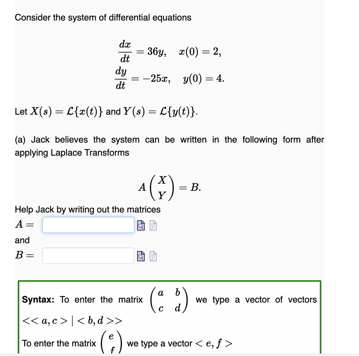Solved Consider The System Of Differential Equations [