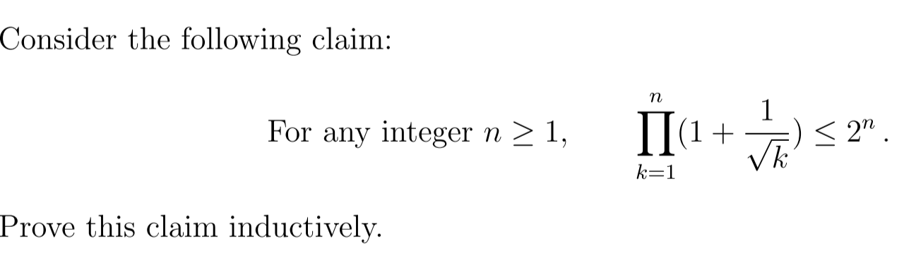 Solved Consider the following claim: n 1 For any integer n > | Chegg.com
