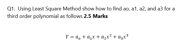 Solved Q1. Using Least Square Method show how to find ao, | Chegg.com