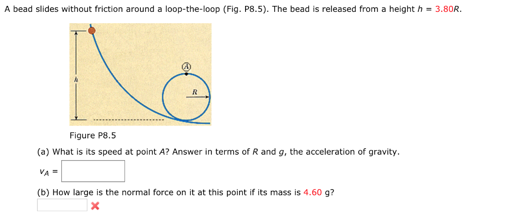 Solved A bead slides without friction around a loop-the-loop | Chegg.com
