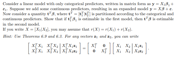 Solved Consider a linear model with only categorical | Chegg.com