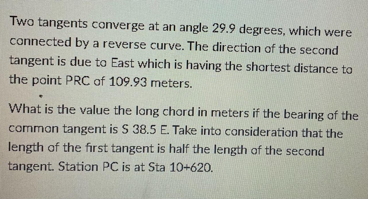 Solved Two tangents converge at an angle 29.9 degrees, which | Chegg.com
