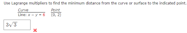 Solved Use Lagrange multipliers to find the minimum distance | Chegg.com