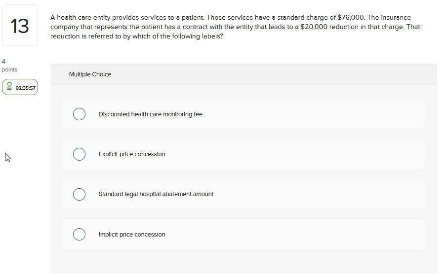Solved 13 A health care entity provides services to a | Chegg.com