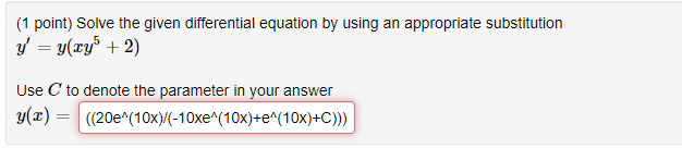 Solved (1 point) Solve the given differential equation by | Chegg.com