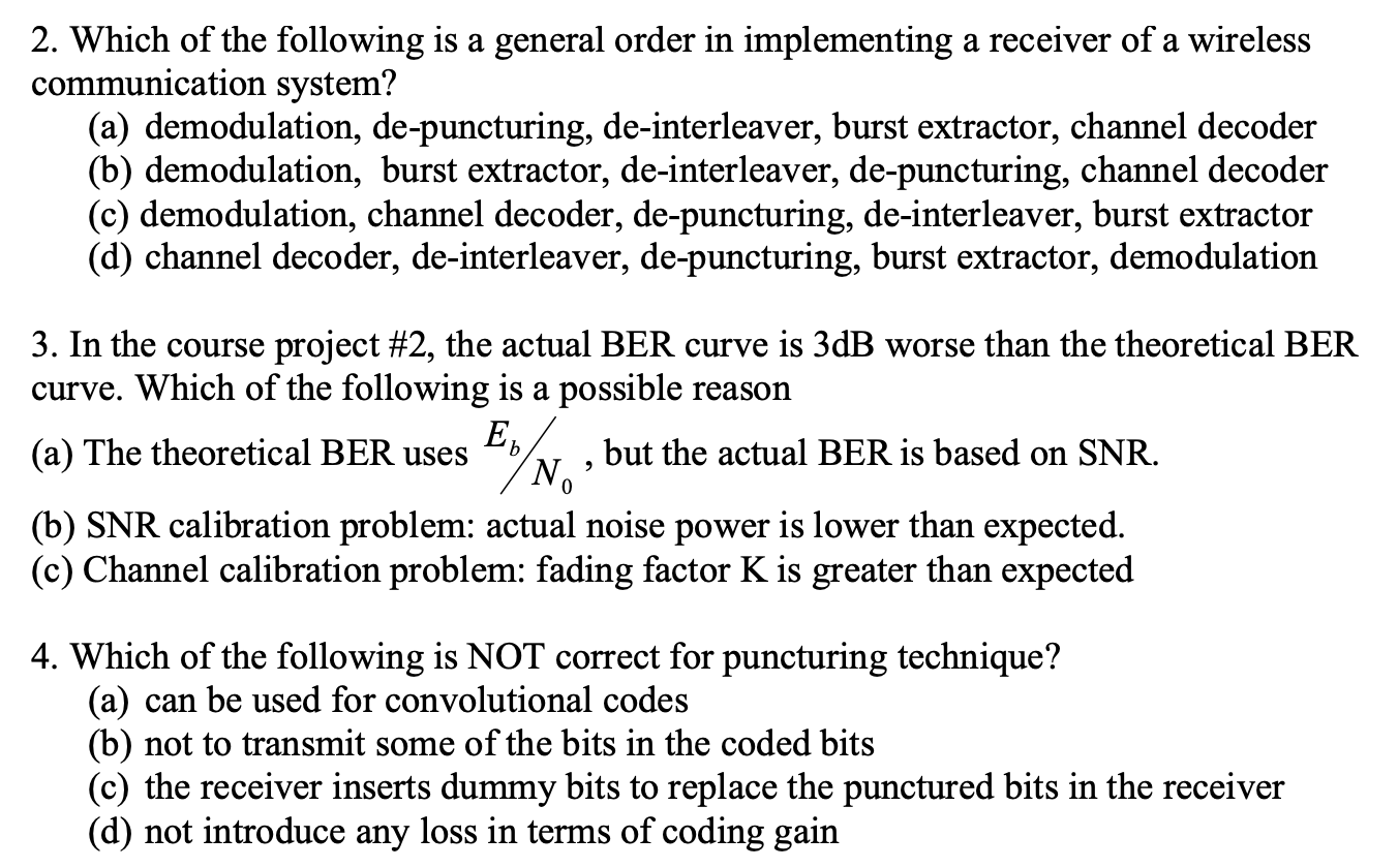 Solved 2. Which of the following is a general order in | Chegg.com