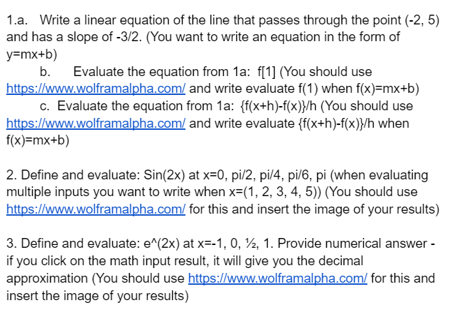 Solved 1.a. Write a linear equation of the line that passes | Chegg.com
