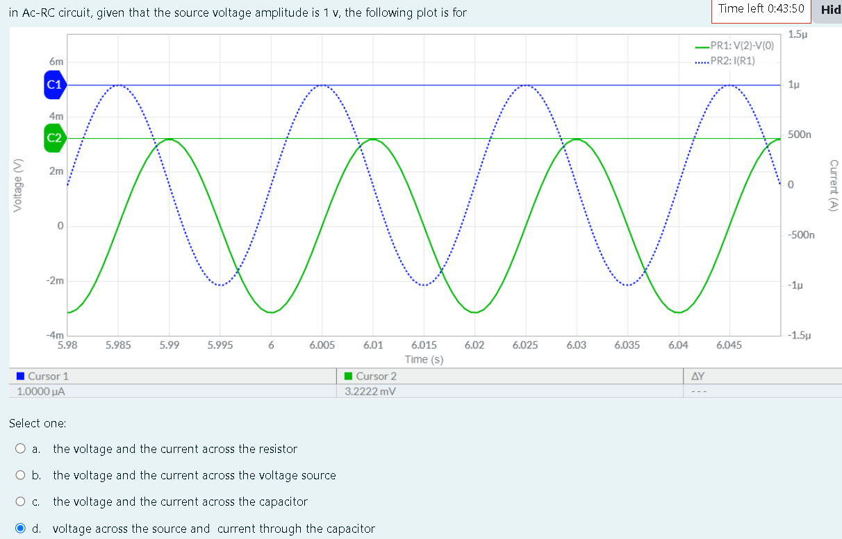 Solved in Ac-RC circuit, given that the source voltage | Chegg.com