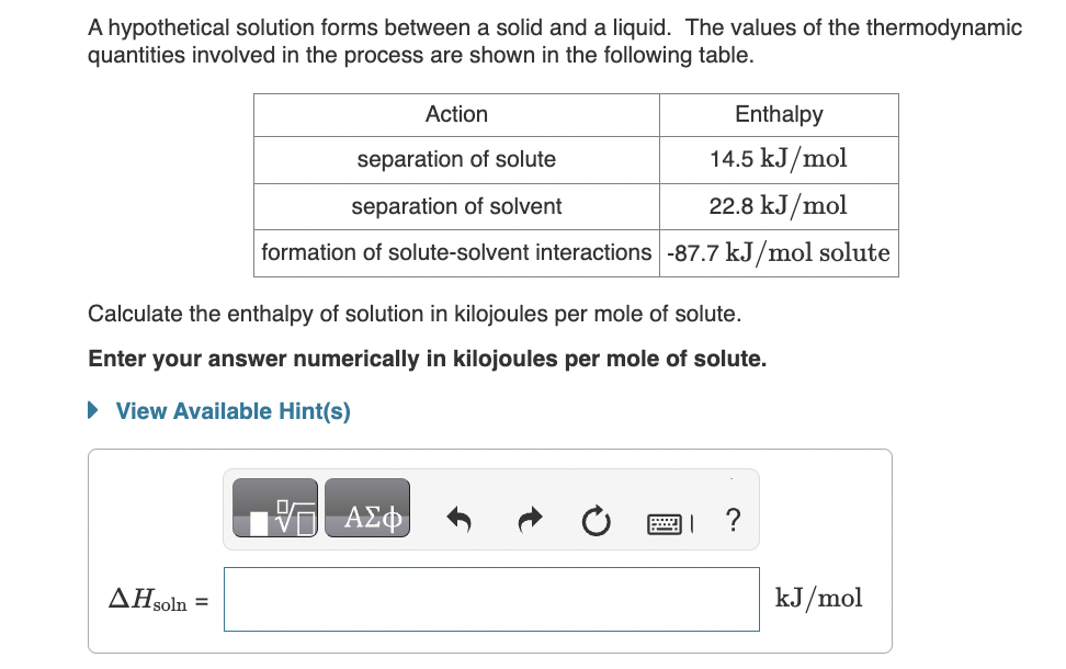 Solved A hypothetical solution forms between a solid and a | Chegg.com