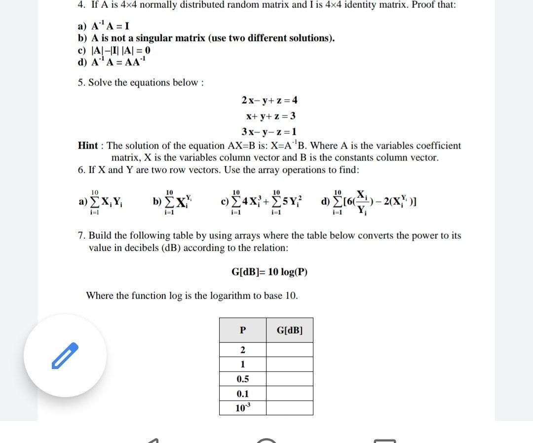 4. If A is 4x4 normally distributed random matrix and | Chegg.com