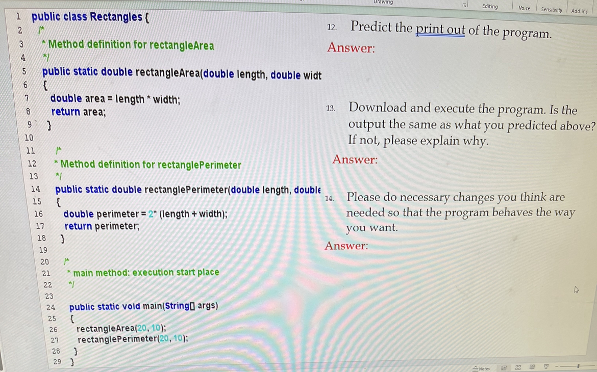 Solved public class Rectangles \{ 12. Predict the print out | Chegg.com