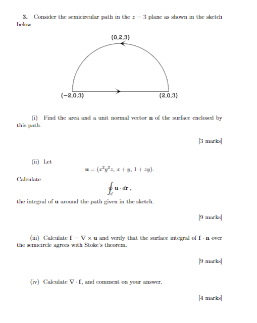 Solved 3. Consider the semicircular path in the 2 = 3 plane | Chegg.com