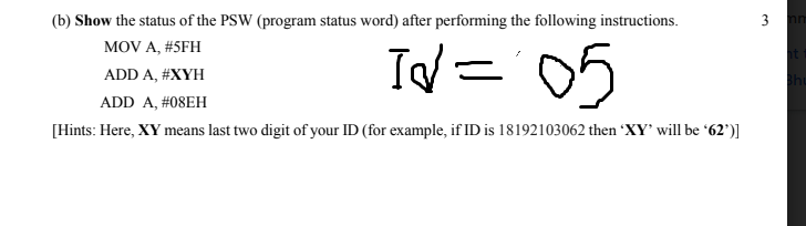 Solved 3 B Show The Status Of The Psw Program Status