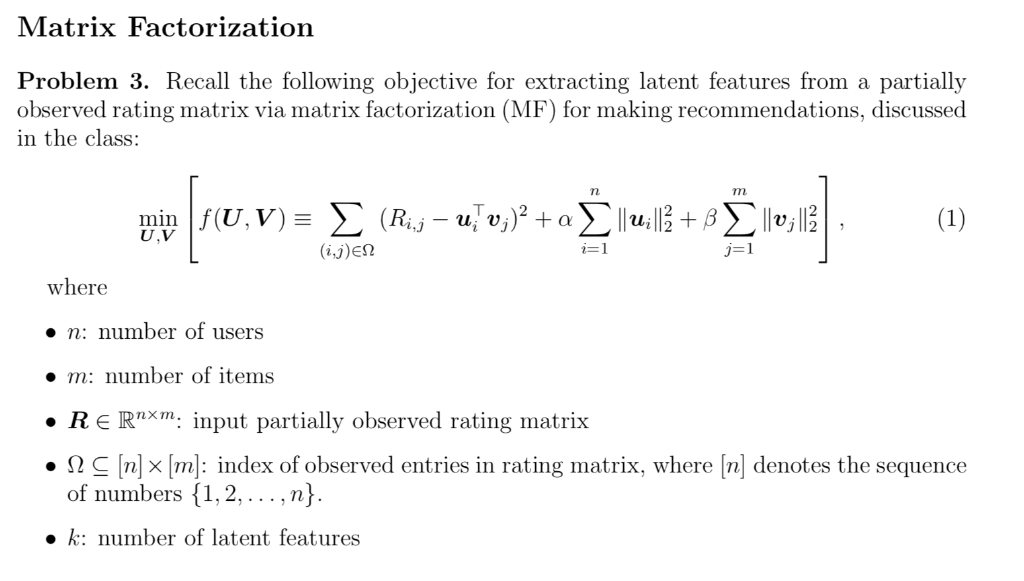 Г LatrIX Factorization Problem 3. Recall the | Chegg.com