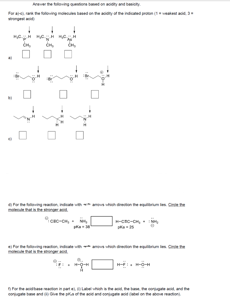 Solved Answer the following questions based on acidity and | Chegg.com