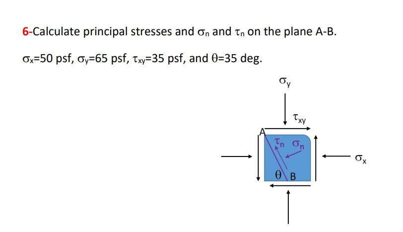 Solved 6-Calculate principal stresses and on and in on the | Chegg.com