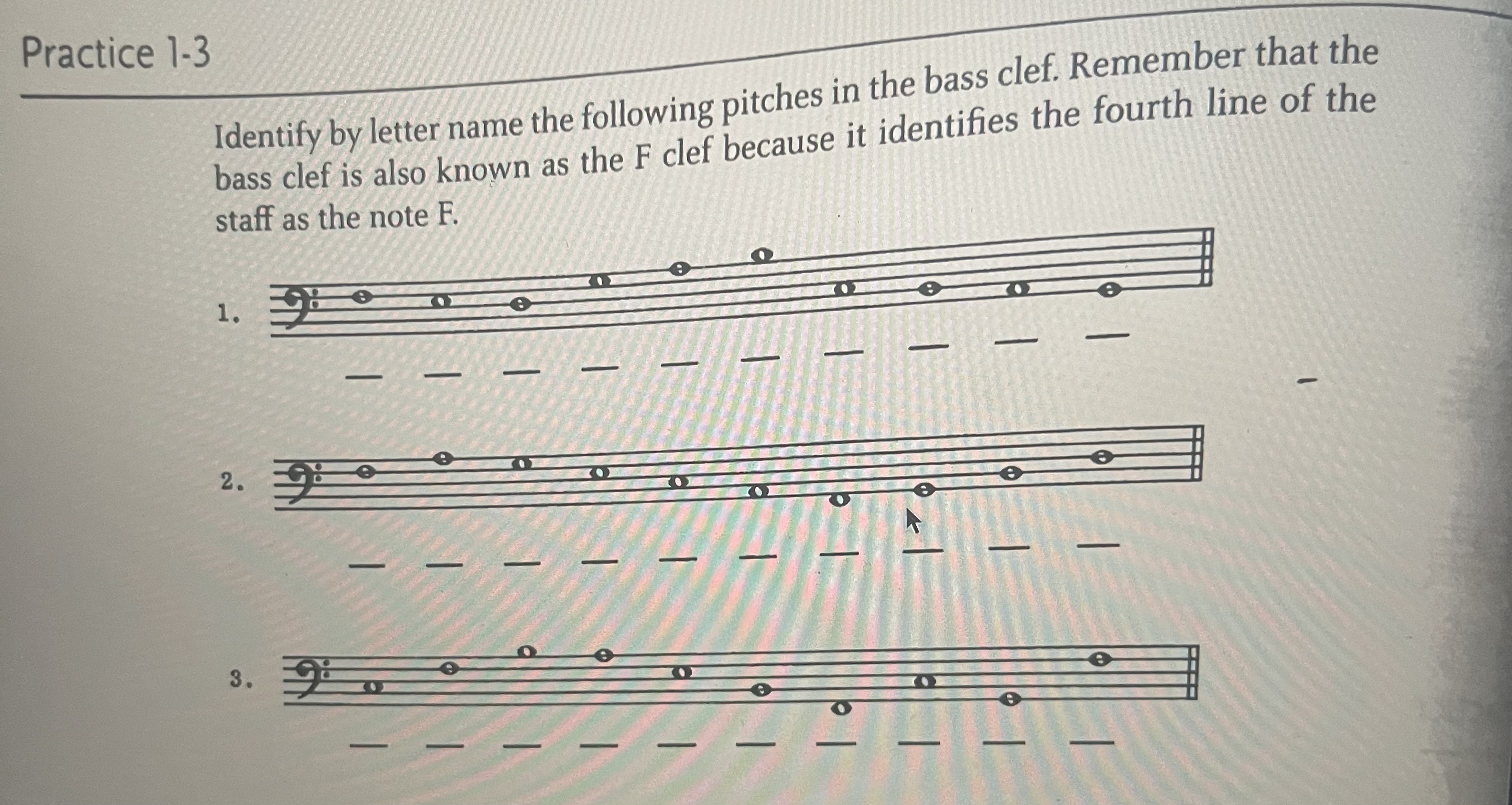 Solved Identify by letter name the following pitches in the | Chegg.com