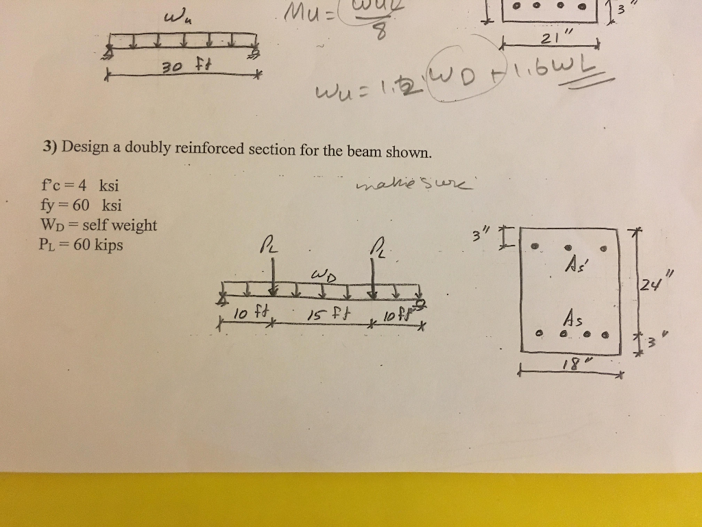 Solved 2 1 3) Design a doubly reinforced section for the | Chegg.com
