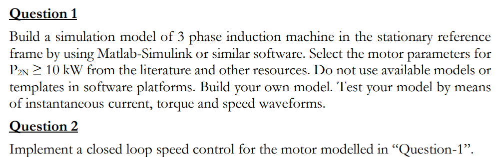 Solved Build a simulation model of 3 phase induction machine | Chegg.com