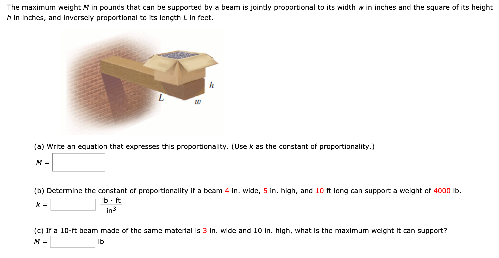 Solved The maximum weight M in pounds that can be supported | Chegg.com