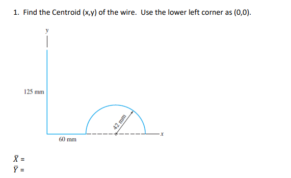 Solved 1. Find the Centroid (x,y) of the wire. Use the lower | Chegg.com