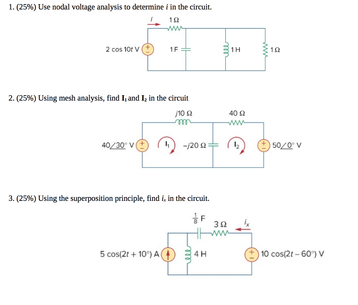 1 25 Use Nodal Voltage Analysis To Determine I 